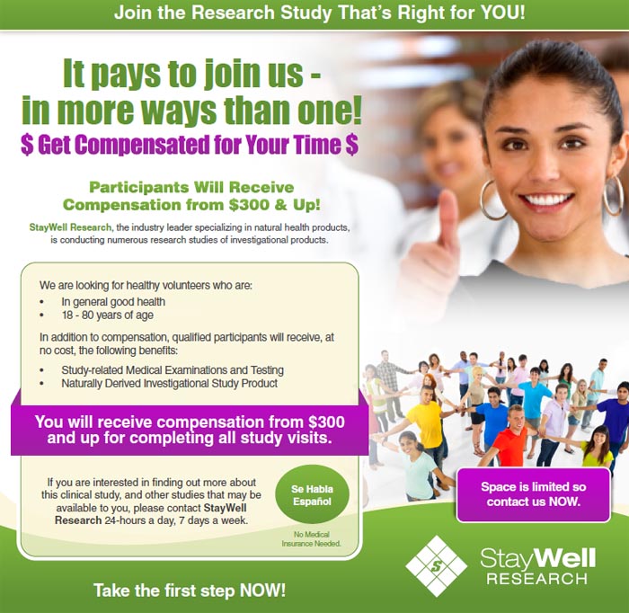 Healthy Volunteers (Ages 18 - 80) - Northridge CA (Clinical Trial # 16016)