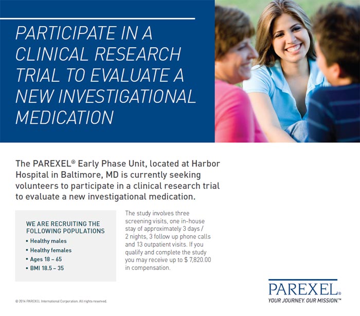 Healthy Volunteers (Age 18-65) - Baltimore MD (Clinical Trial # 24076)