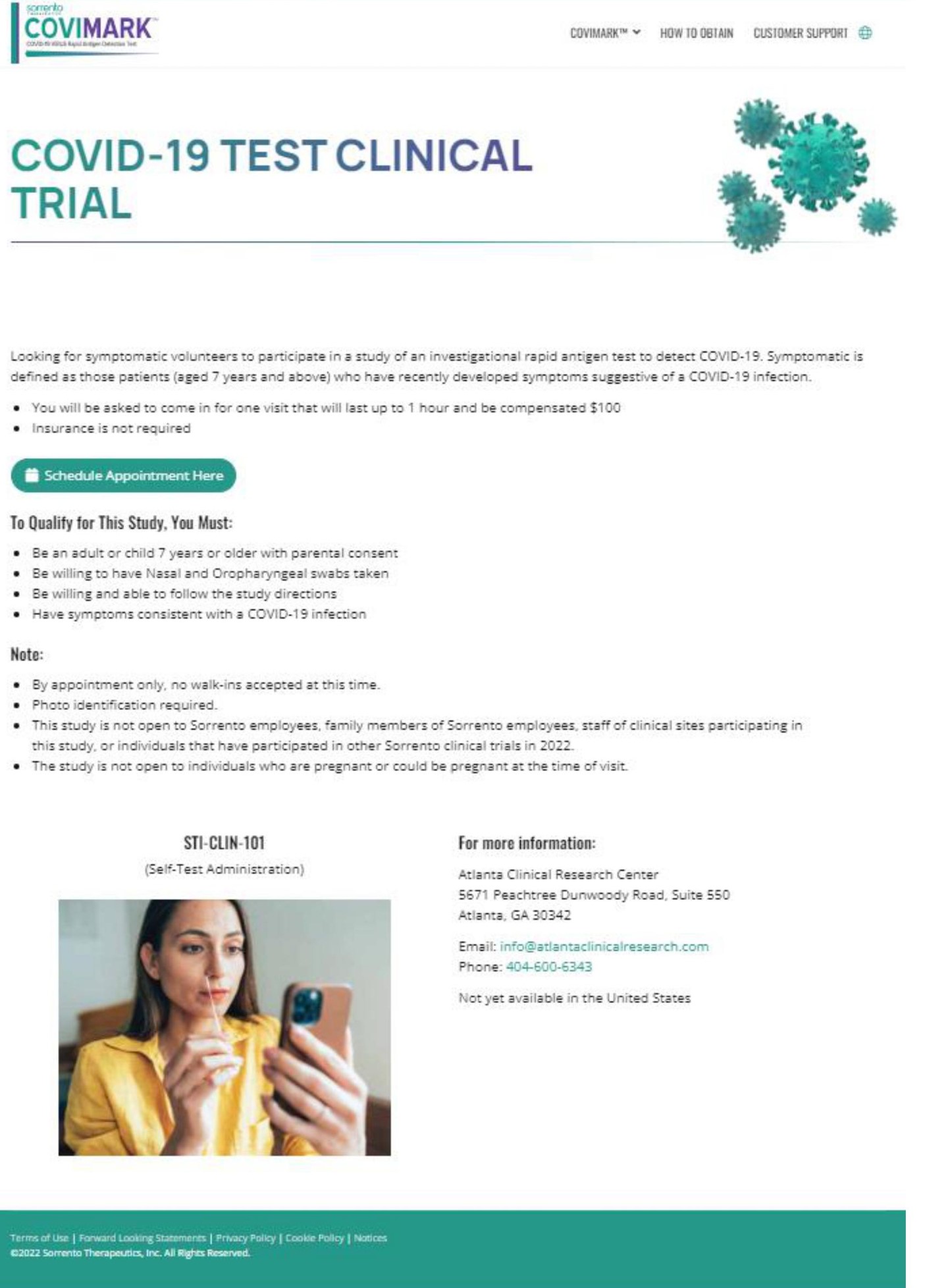 COVID Testing - Decatur GA (Metro Atlanta) (Clinical Trial # 50023)